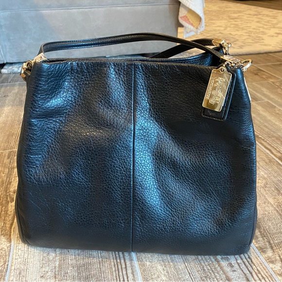 Coach | Bags | Coach Madison Phoebe Black Pebbled Leather | Poshmark